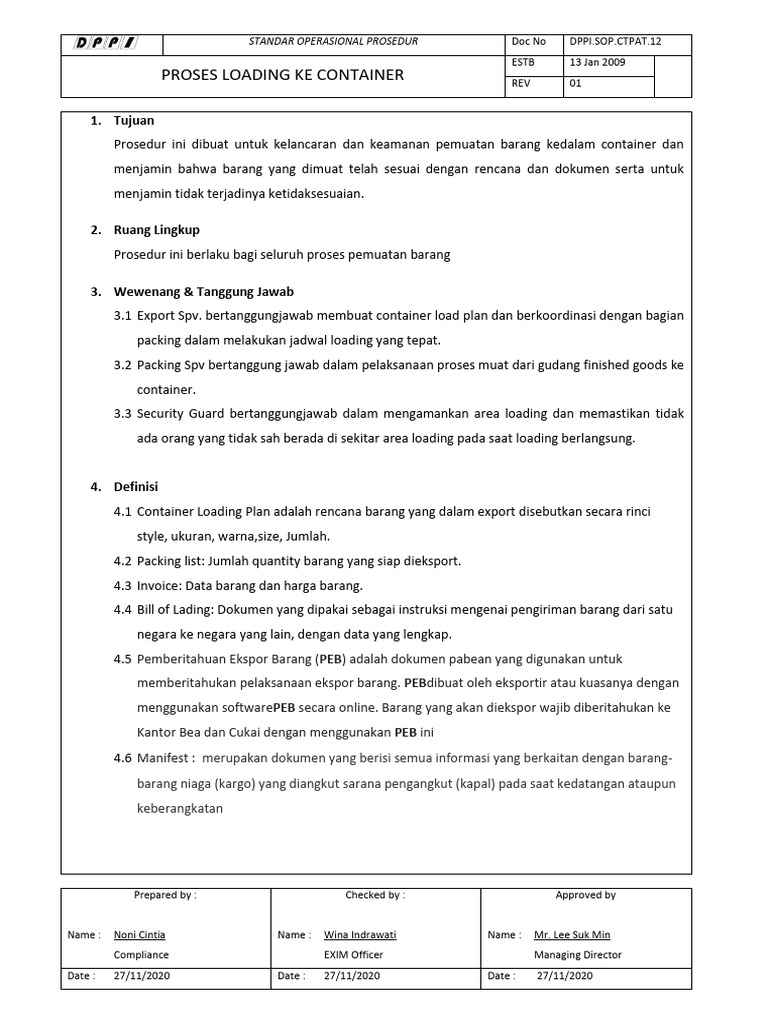 Proses Loading Ke Container (Baru) | PDF