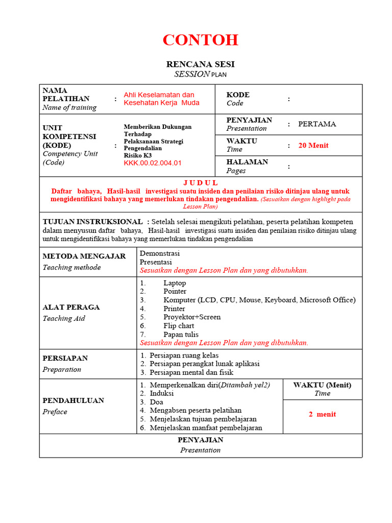 Contoh Session Plan (1) | PDF