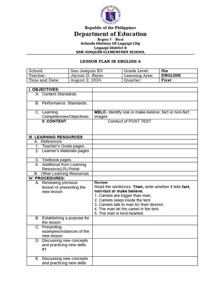 Grade 6 DLP - Module 1 | PDF | Learning | Teachers