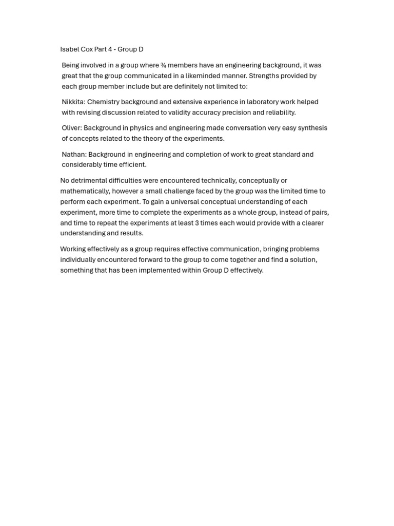 Isabel Cox Part 4 Lab Report | PDF | Career & Growth