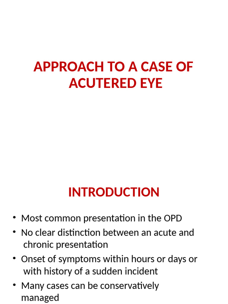 Acute Red Eye-compressed | PDF | Glaucoma | Medical Specialties