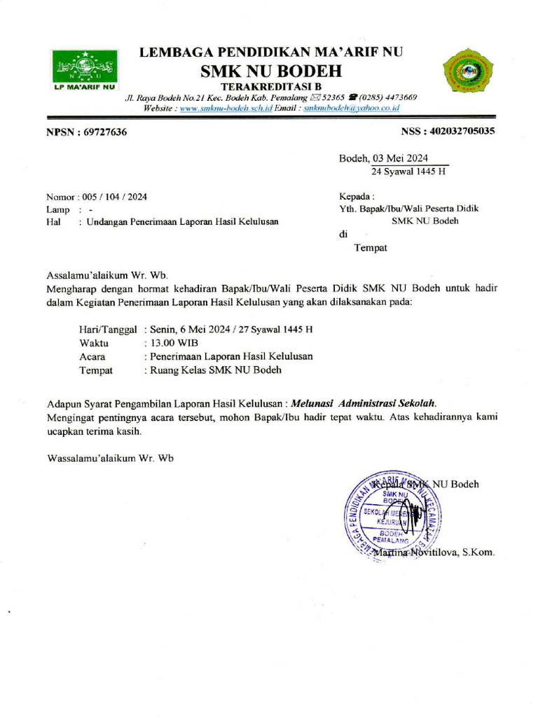 Pengumuman Hasil Kelulusan | PDF