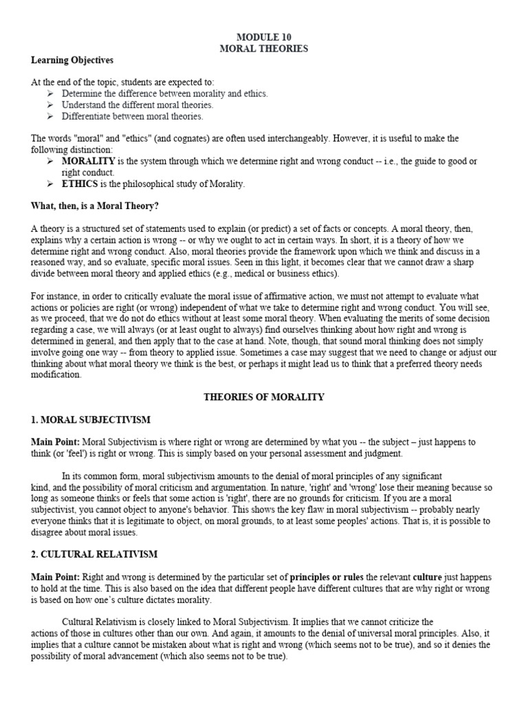 Module 10 | PDF | Psychological Egoism | Morality