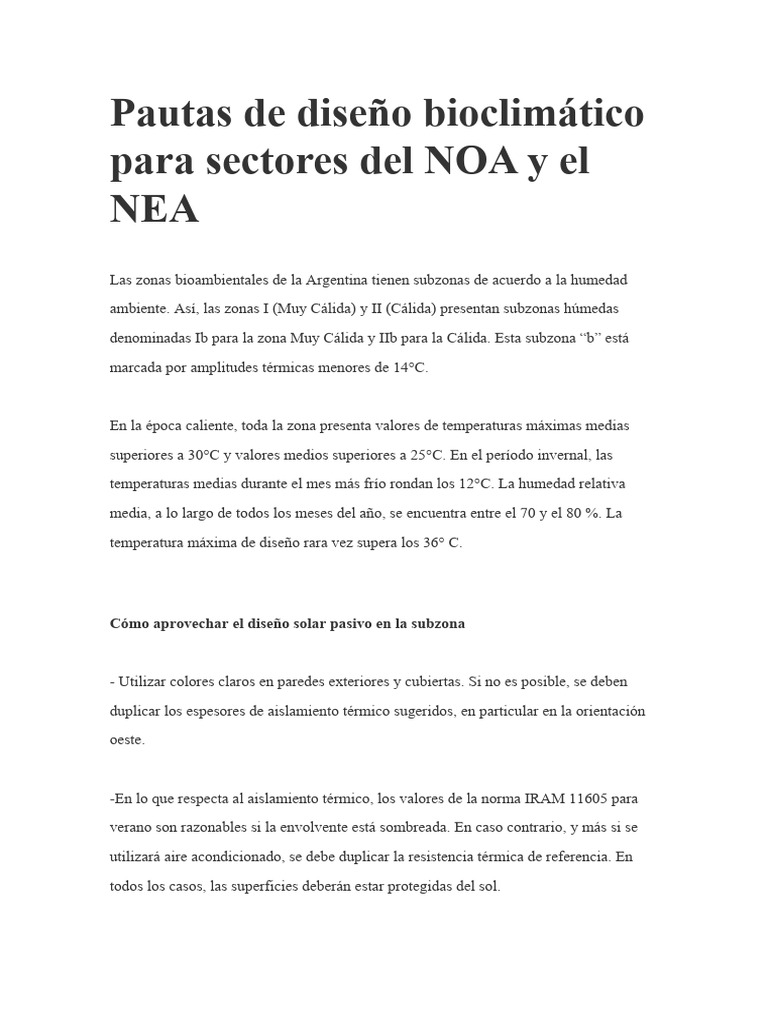 Pautas de Diseño Bioclimático Para Sectores Del NOA y El NEA | PDF | Ventilación (Arquitectura ...