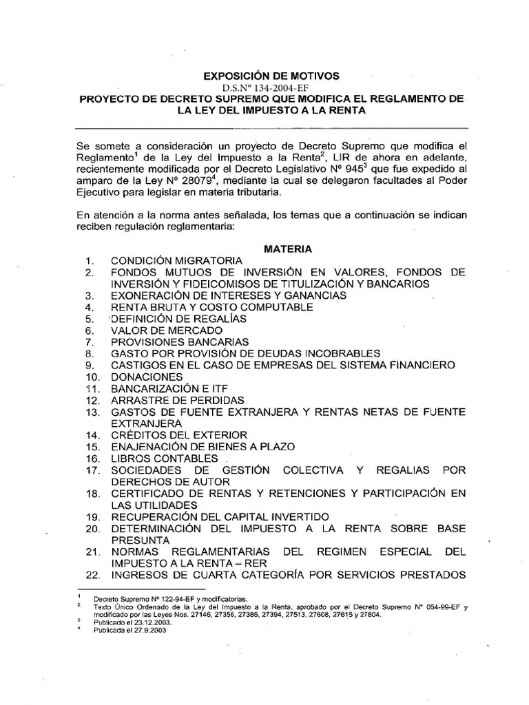 Exp DS 134 2004 Ef | PDF | Impuesto sobre la renta | Impuestos