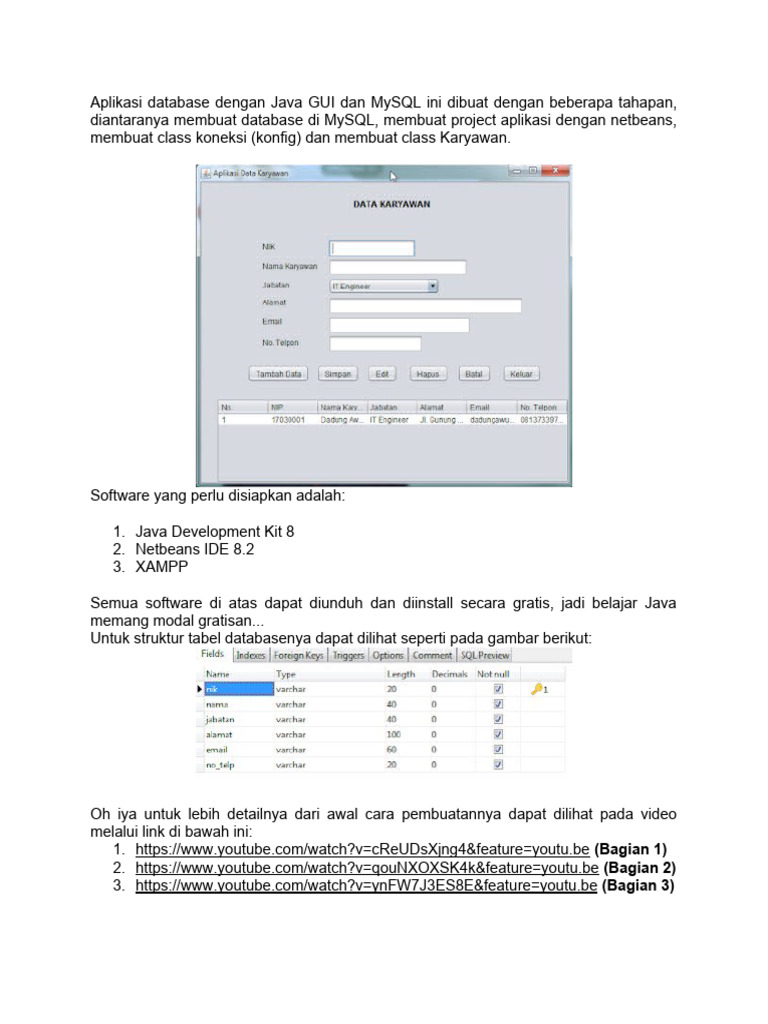 Aplikasi database dengan Java GUI dan MySQL | PDF | Sql | Software ... Aplikasi database dengan Java GUI dan MySQL | PDF | Sql | Software ...