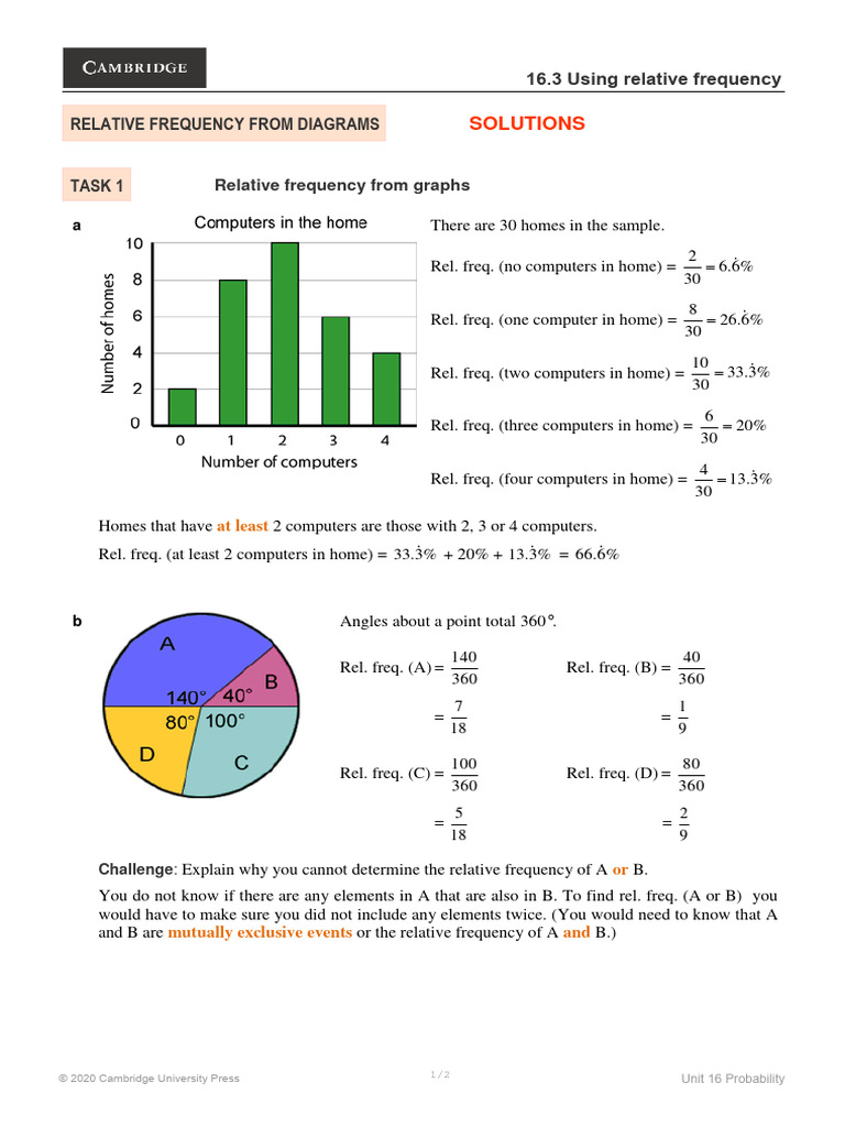 Relative Frequency From Diagrams SOLUTIONS | PDF