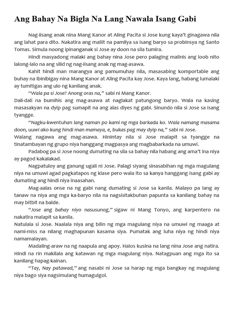 Ang Bahay Na Bigla Na Lang Nawala Isang Gabi | PDF