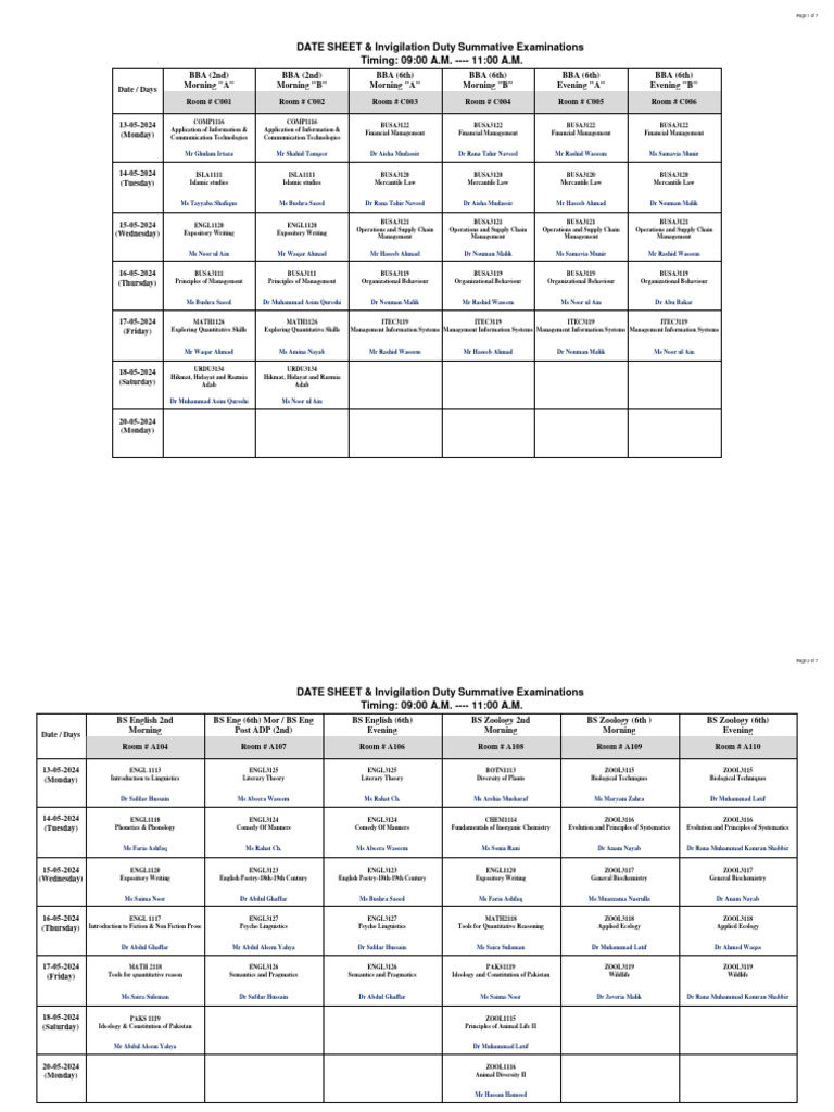 Summative Exam Schedule 2024 | PDF