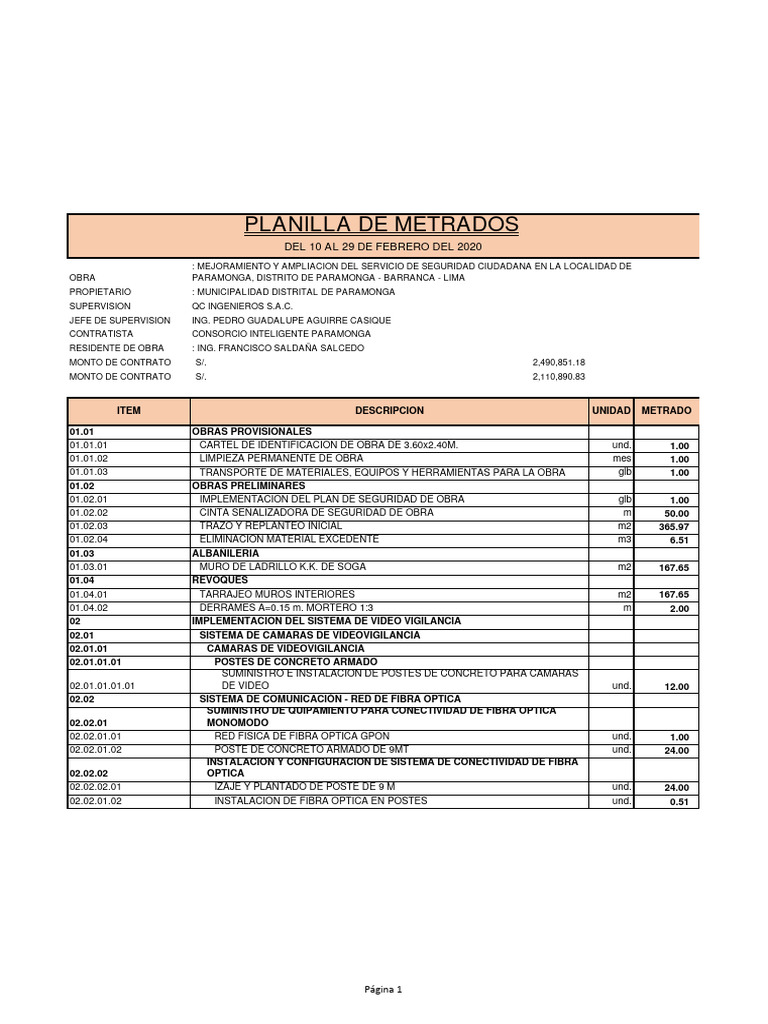PLANILLA DE METRADOS | PDF | Ingeniería de Edificación | Materiales