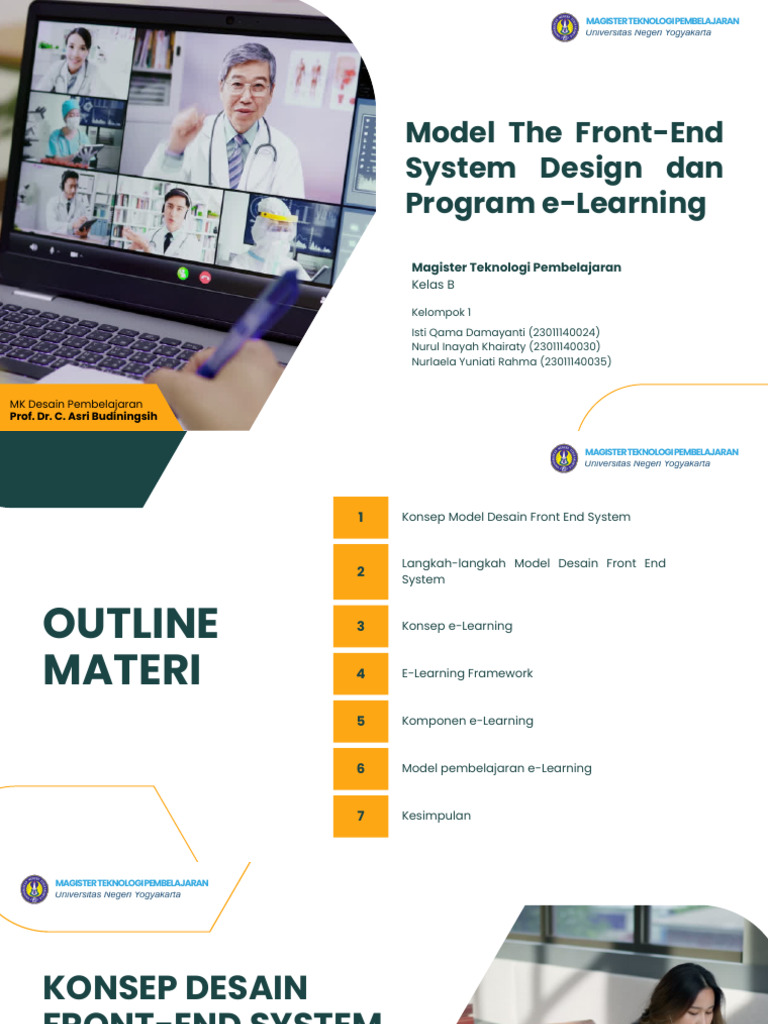 Presentasi Model Desain Sistem Front End Dan E-Learning - Kelompok 1 | PDF