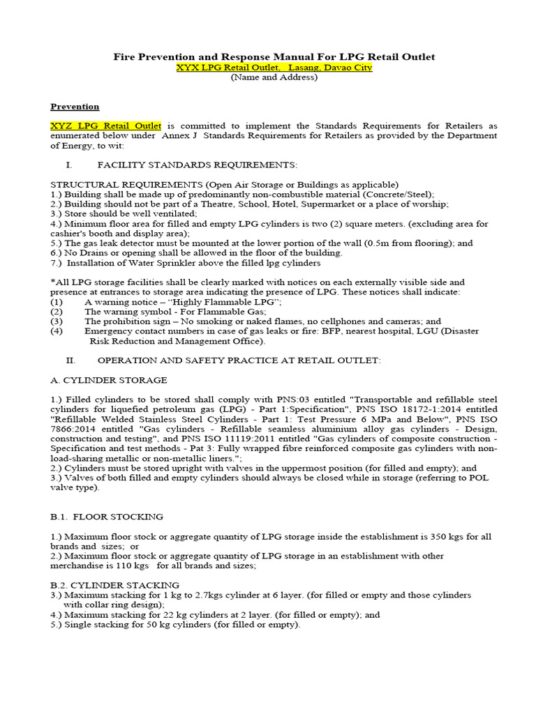 LPG Retail Outlet Fire Safety Manual | PDF | Liquefied Petroleum Gas ...