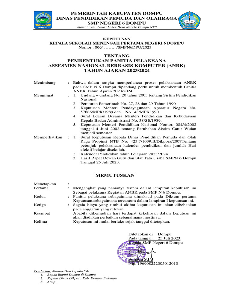 SK Panitia Anbk 2023 | PDF | Sains & Matematika