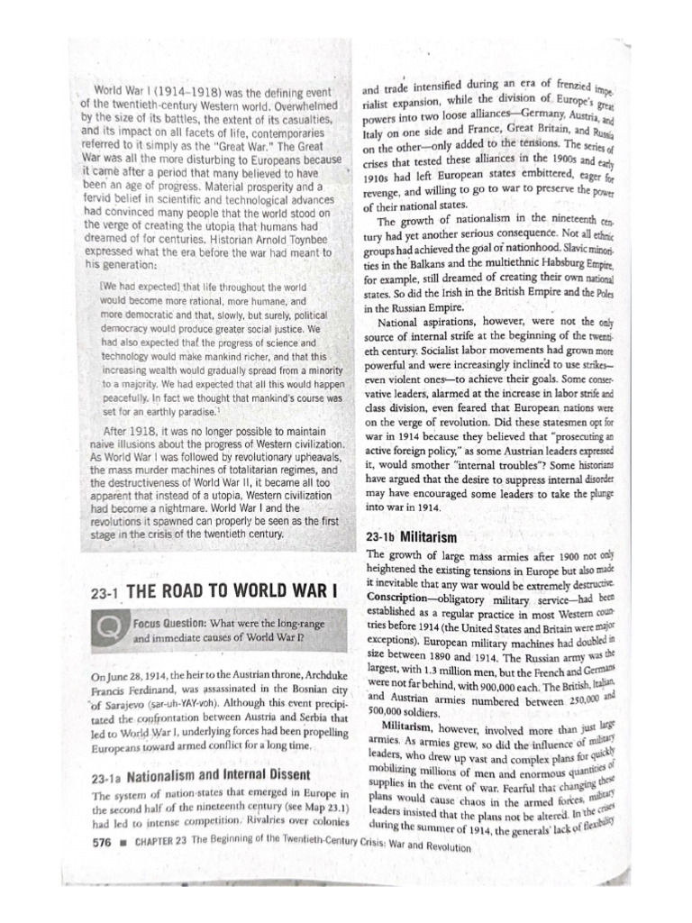 World War I (1914-1918) Was the Defining Event | PDF