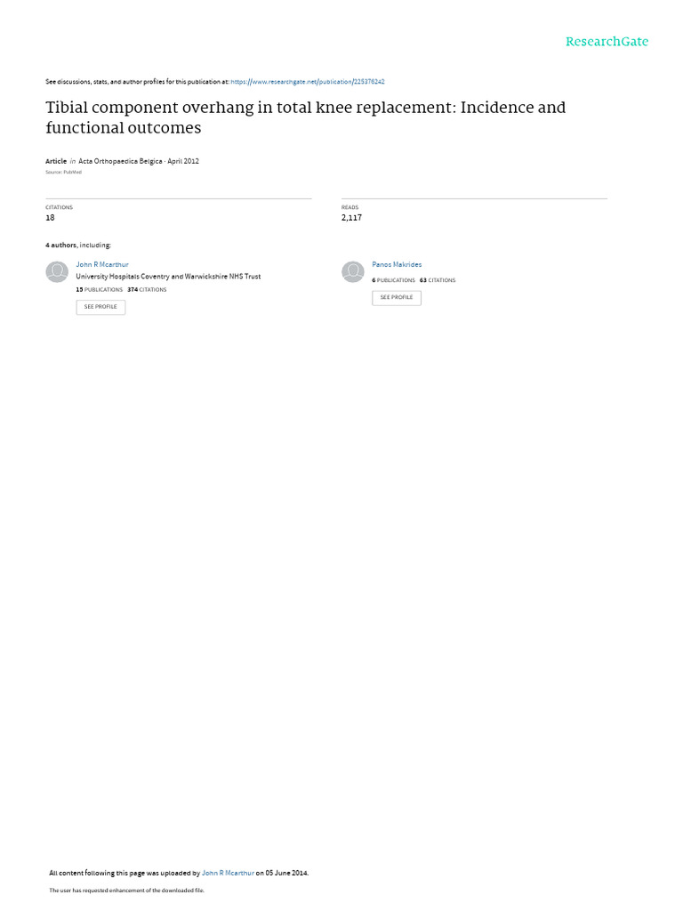 Tibial_component_overhang_in_total_knee_replacemen | PDF | Knee