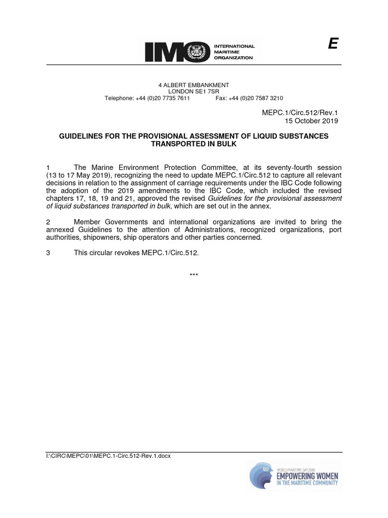 MEPC.1-Circ.512-Rev.1 - Guidelines For The Provisional Assessment of ...