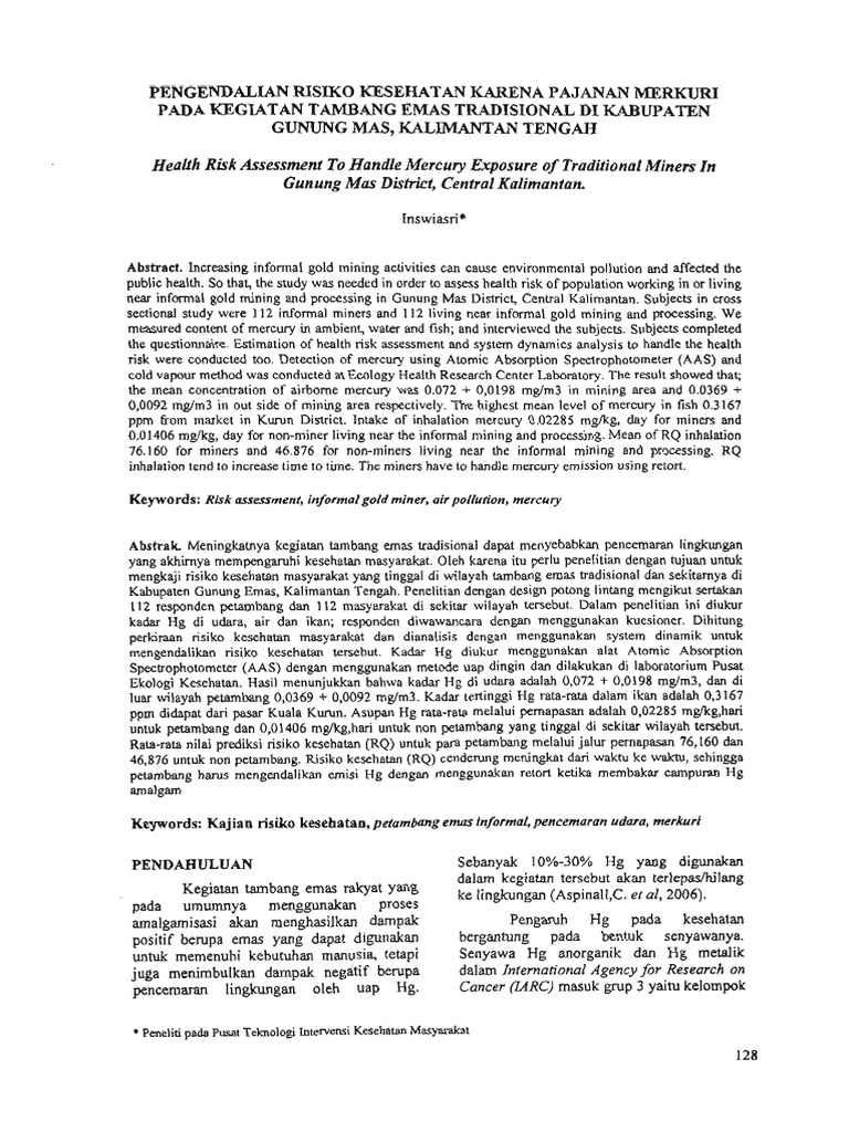 Pengendalian-Risiko-Kesehatan-Karena-Pajanan Merkuri | PDF