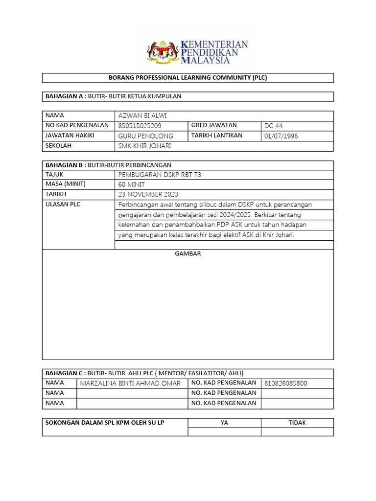Laporan PLC - RBT 2023 | PDF