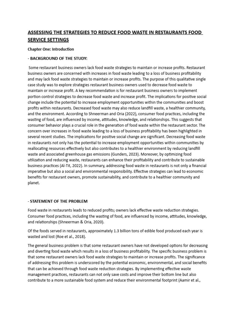 Strategies to Reduce Restaurant Food Waste | PDF | Waste | Sustainability