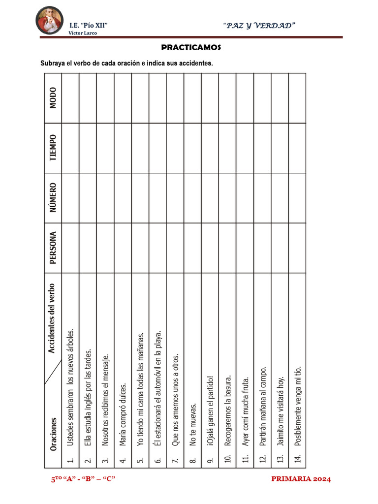 PRACTICA VERBO | PDF