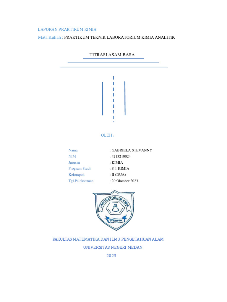Laporan Teklab Analitik - Gabriela Stevanny - PSKM 21a | PDF | Sains & Matematika