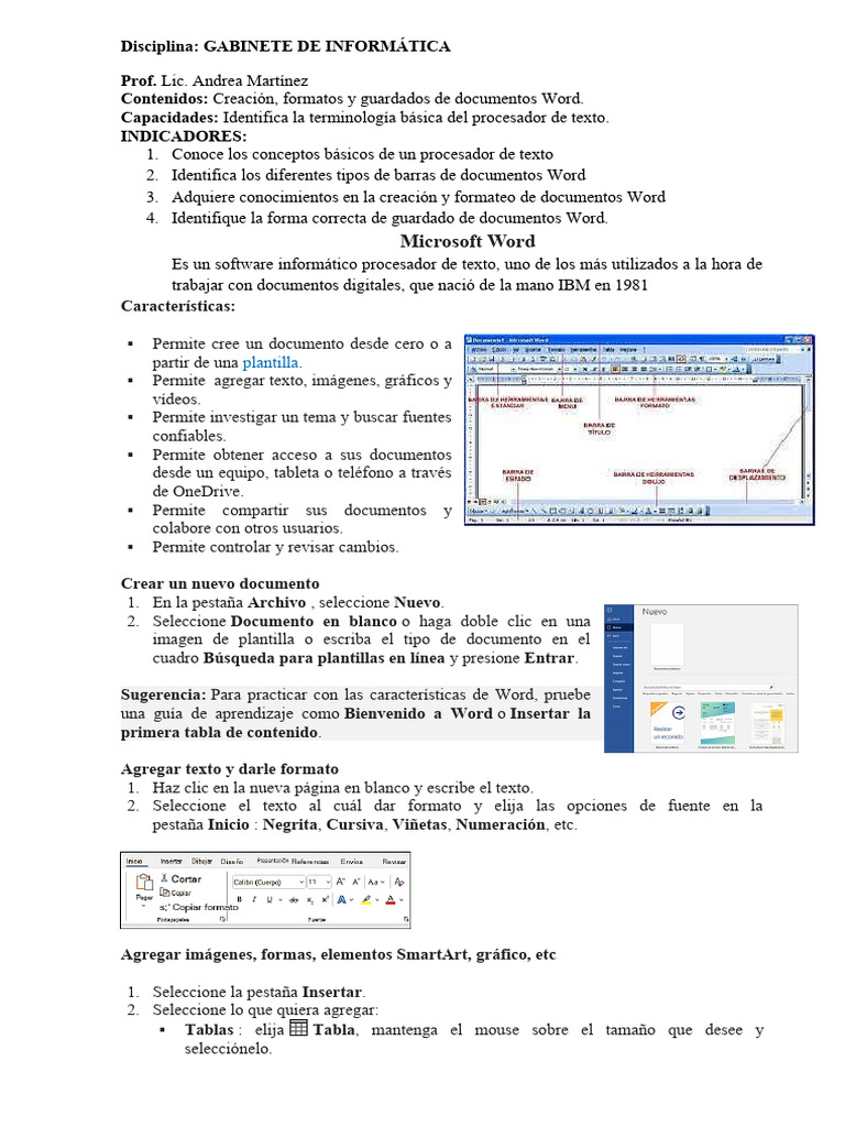 Crear un documento en Word | PDF | Microsoft Word | Procesador de textos