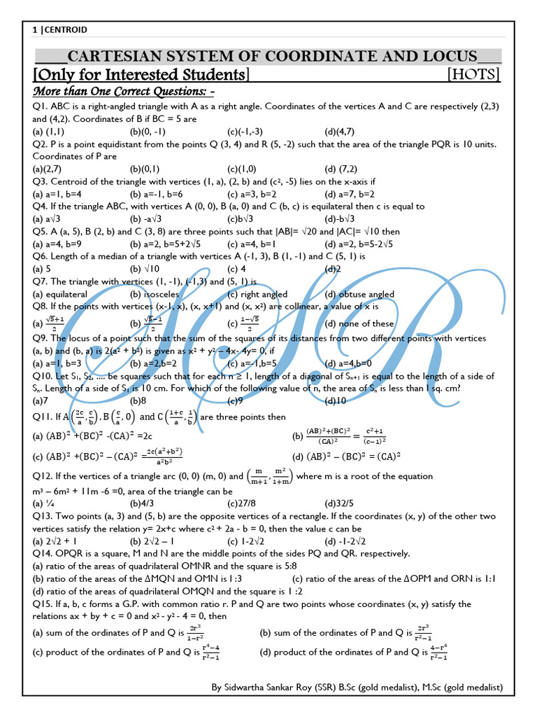 Advanced Coordinate Geometry Problems | PDF | Triangle | Geometric Shapes