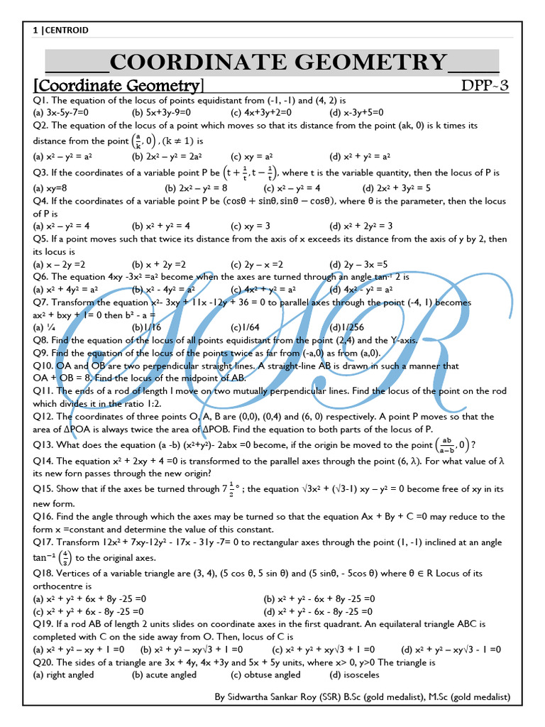 Coordinate Geometry {DPP-3} | PDF | Coordinate System | Triangle