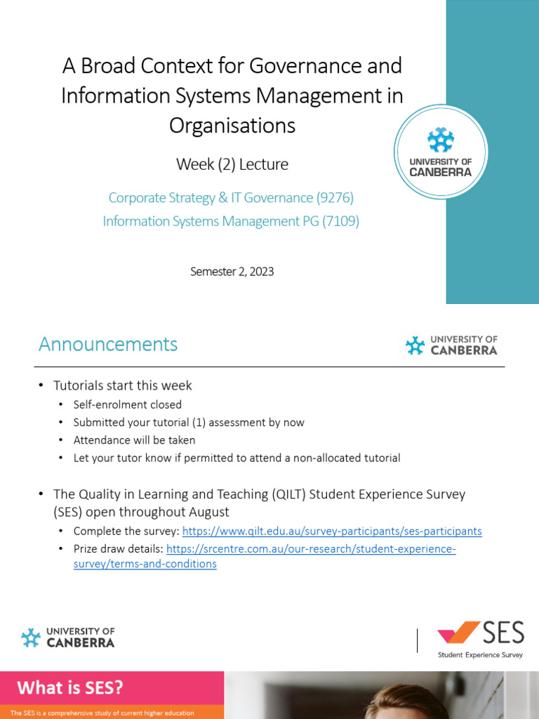 Week 2 - Lecture - A Broad Context For Governance and ISM in ...