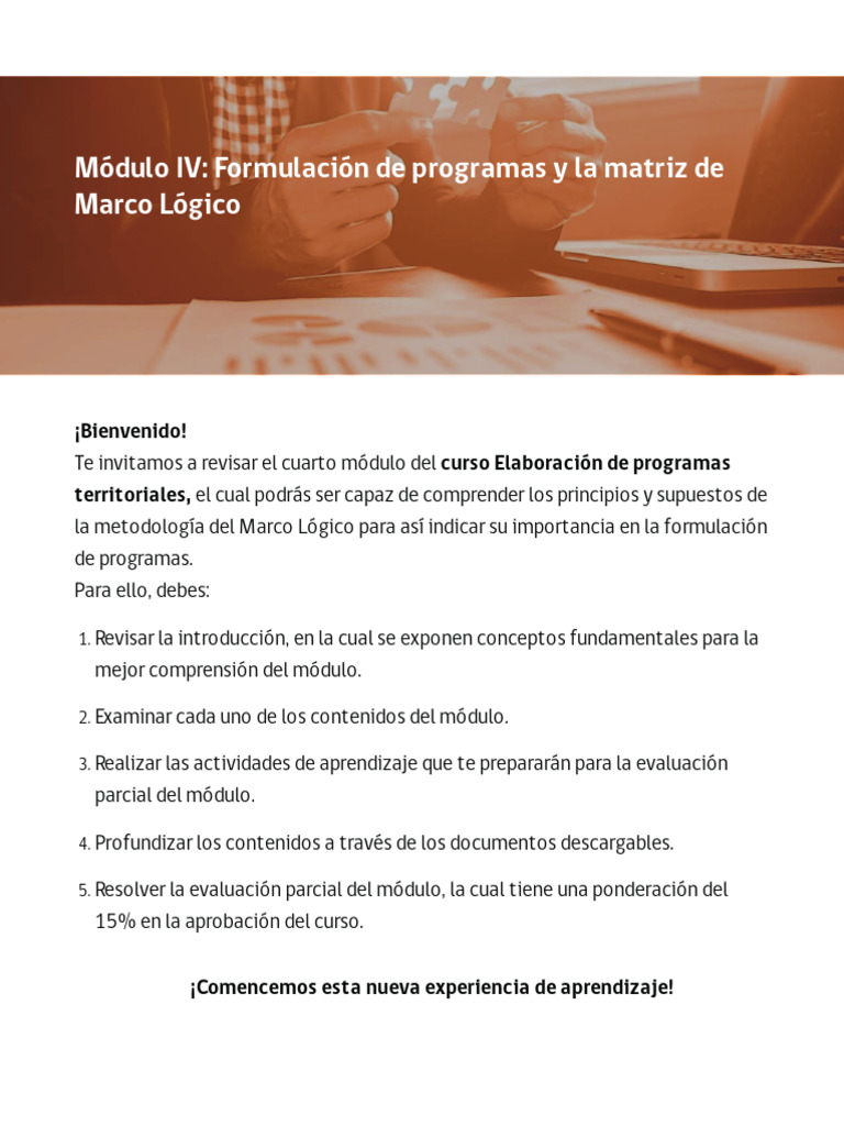 Modulo IV Formulacion de Programas y La Matriz de Marco Logico - D1 ...