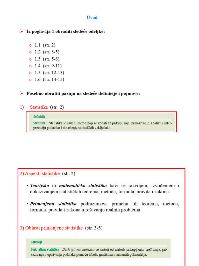 ! 2024. Statistika Teorija Za Ispit I Deo | PDF