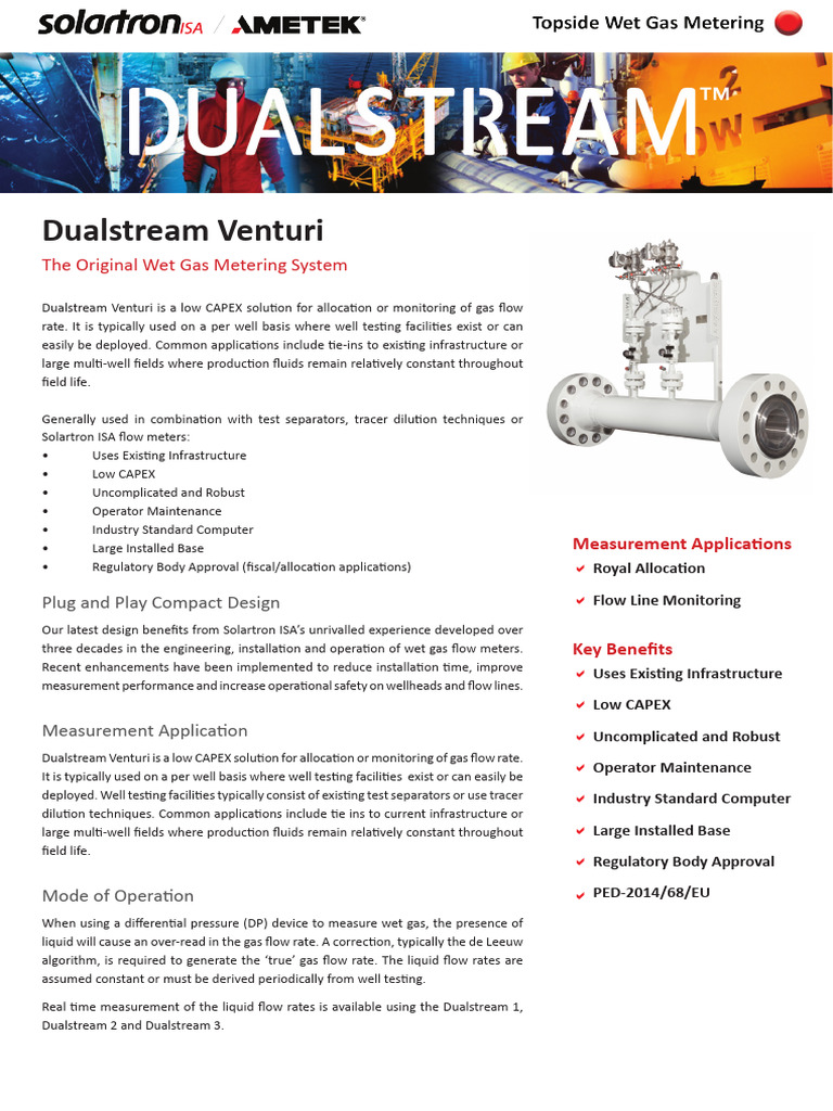 Dualstream Venturi Wet Gas Metering | PDF | Flow Measurement | Pressure ...
