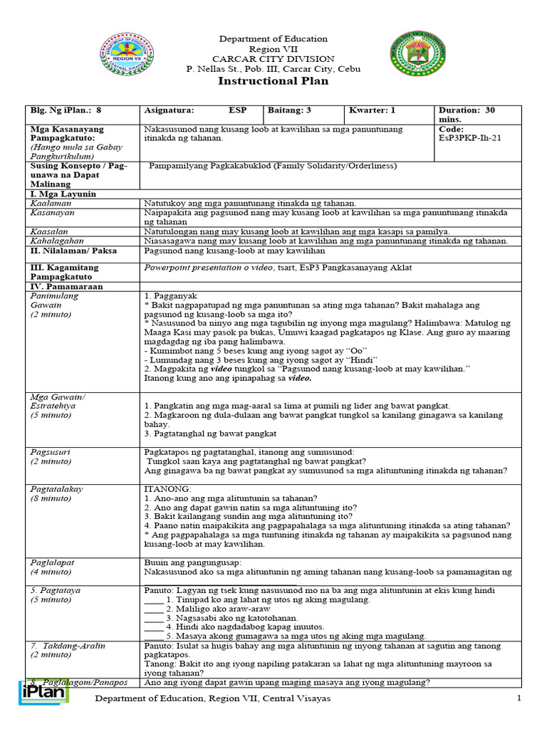 ESP3 - Q1 - IPLAN 8 - HannEnad | PDF