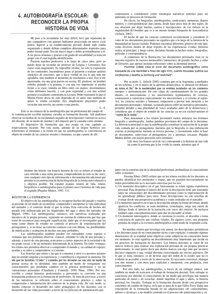 Autobiografía: Reflexiones y Estructura | PDF | Maestros | Enseñando
