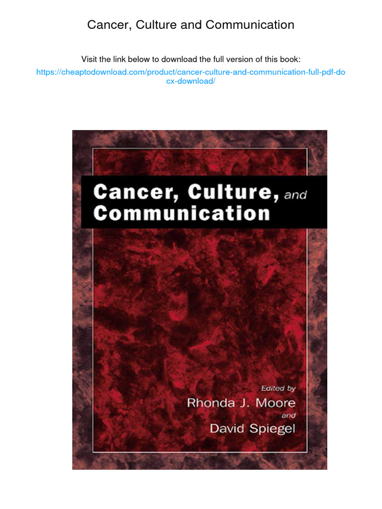 Cancer, Culture and Communication., 978-1475778991 | PDF ...