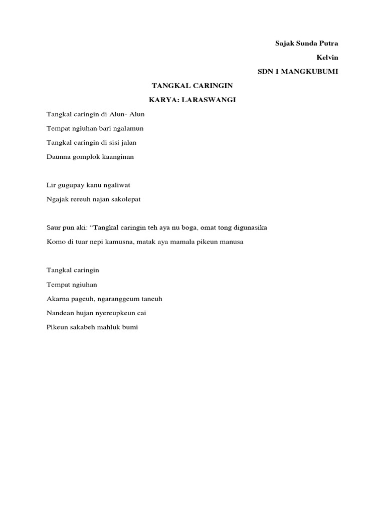 Sajak Sunda Tangkal Caringin | PDF