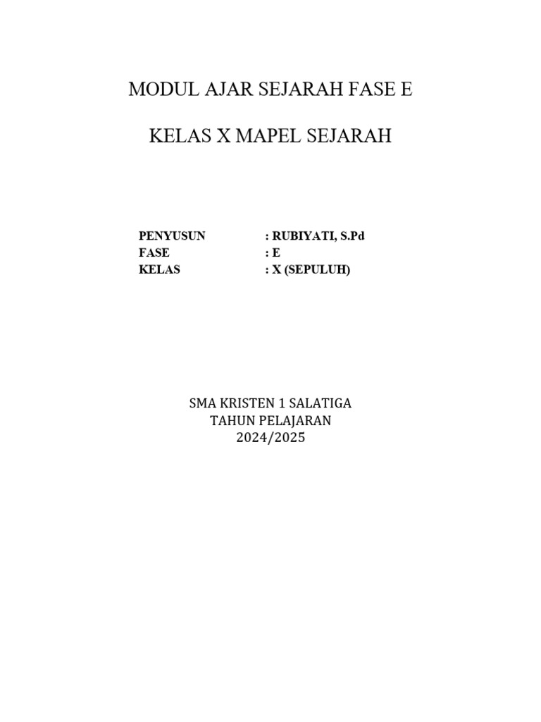 Modul Ajar Sej Fase e | PDF