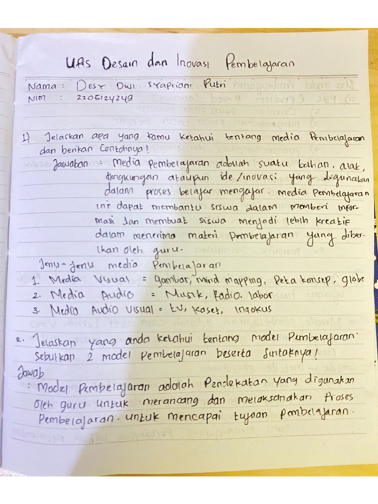 Desy Dwi Syapriani :UTS Desain Inovasi Pembelajaran | PDF