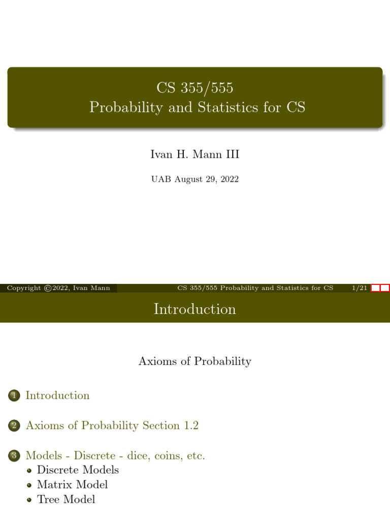 Fall 2022 Statistics 2 M | PDF | Probability | Statistics