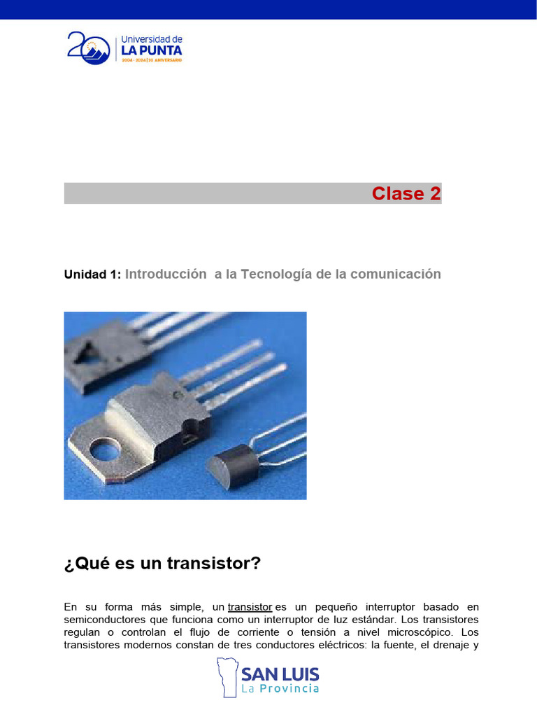 Unidad_1_clase_2_El_transistor | PDF | Transistor | Circuito integrado