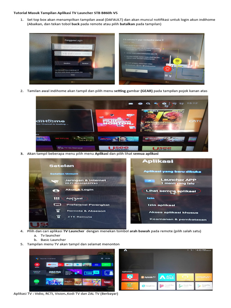 Tutorial Masuk Tampilan Aplikasi TV Launcher STB B860h V5 | PDF