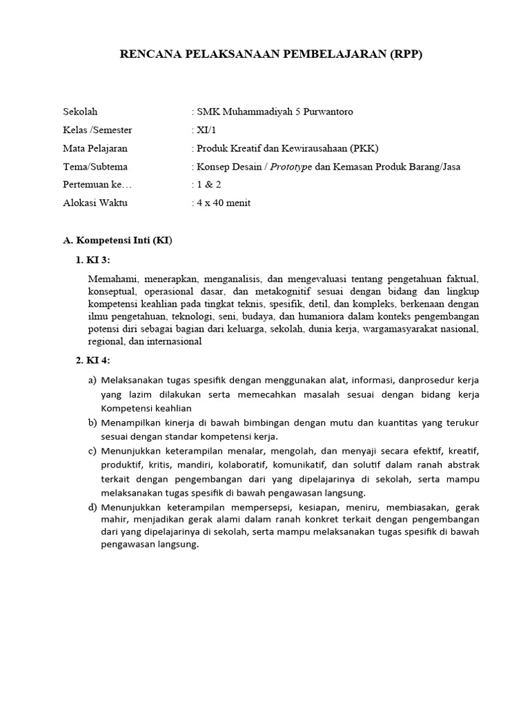 PJBL RPP Contoh | PDF | Karier & Perkembangan | Seni