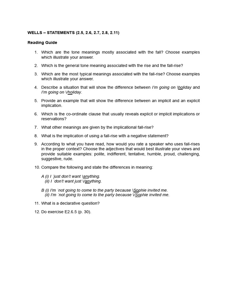 Tone - STATEMENTS | PDF