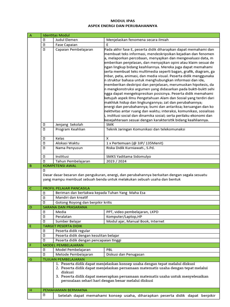 Modul Usaha Riska | PDF | Karier & Perkembangan | Sains & Matematika