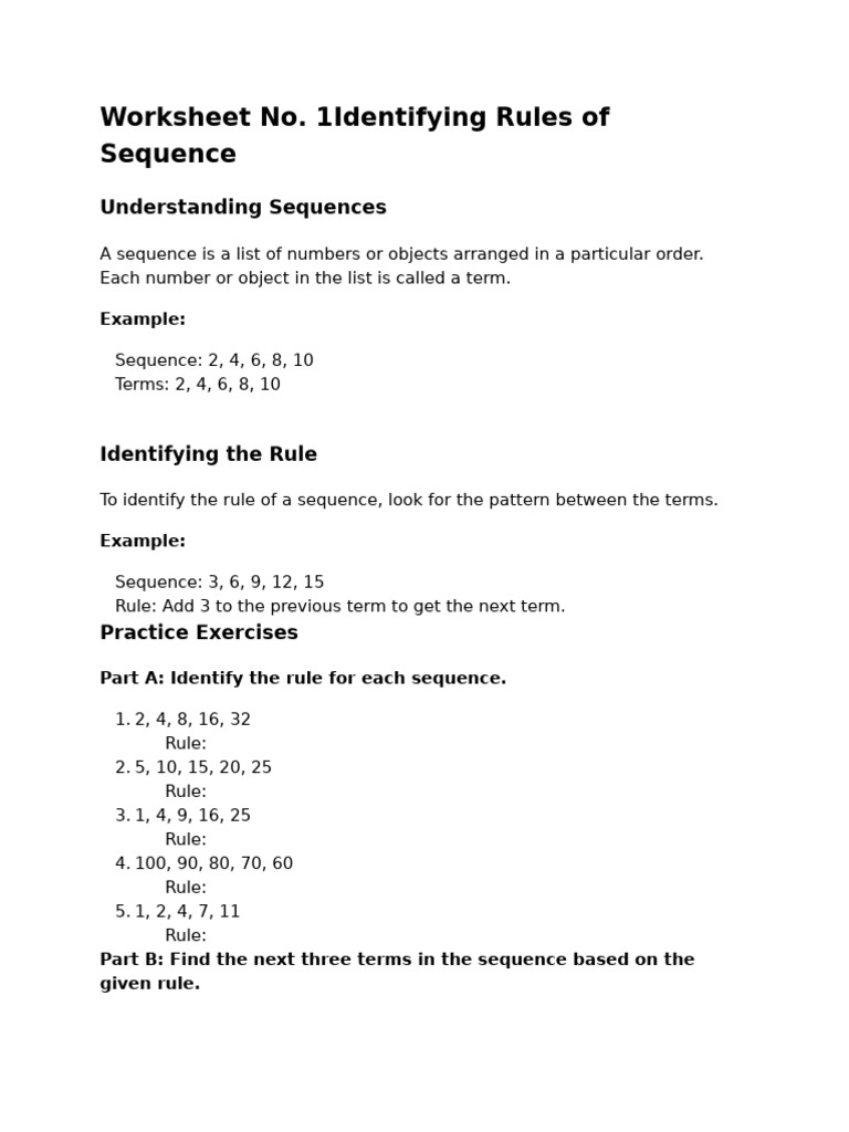 Identifying Pattern and Rule of A Number Sequence | PDF | Teaching ...