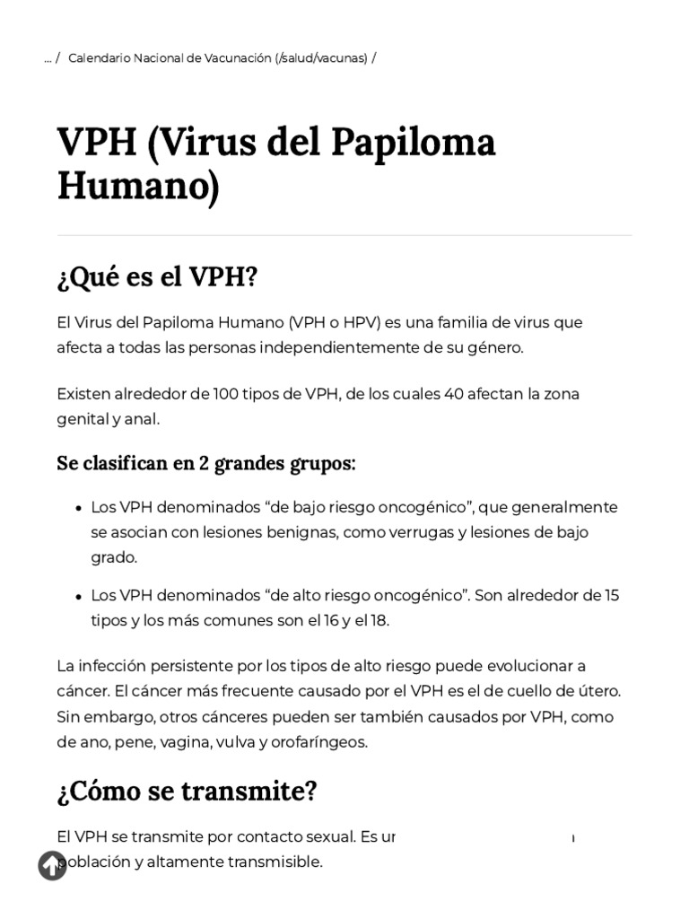 VPH (Virus Del Papiloma Humano) - Argentina - Gob.ar | PDF ...
