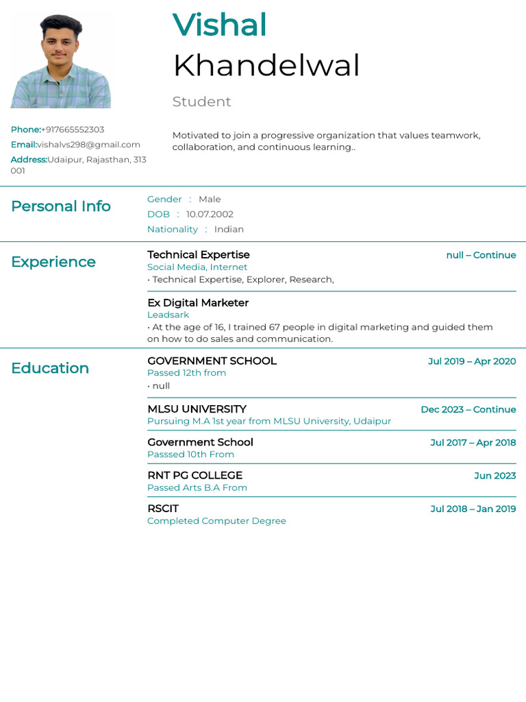 Vishal Resume 980 | PDF