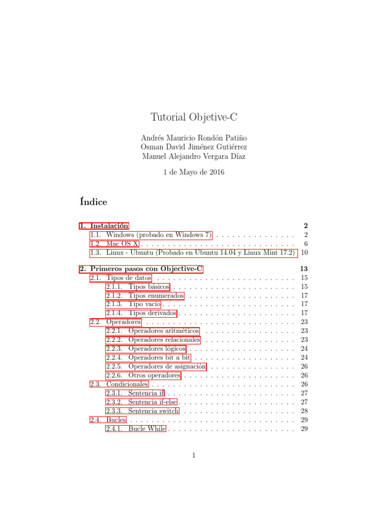 Tutorial Objetive-C, Andrés Mauricio Rondón Patiño, Osman David Jiménez Gutiérrez | PDF ...