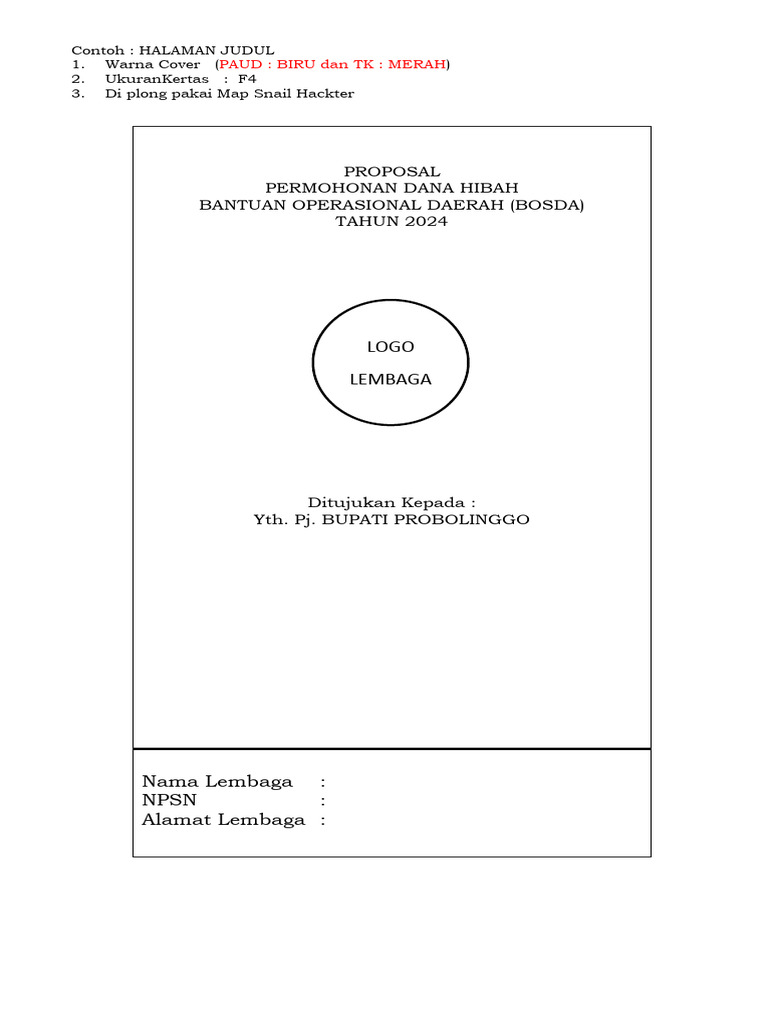 Proposal Bosda TK, Paud 2024 | PDF | Pengelolaan Keuangan & Uang