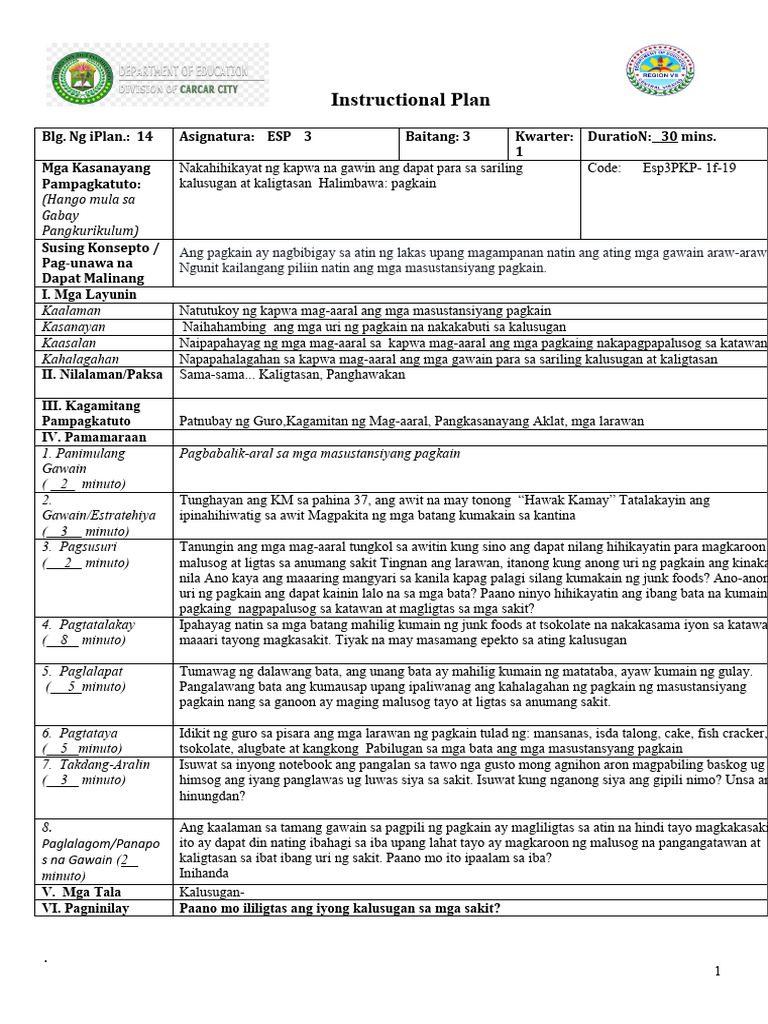 ESP3 - Q1 - IPLAN 14 - Sinuri | PDF